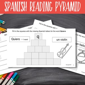 Spanish Reading Pyramids Quiero | Spanish Worksheets for Kids - Etsy
