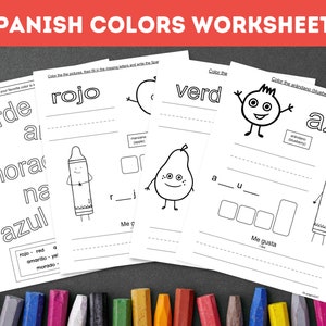 Spanish Colors Worksheet Spanish Worksheet for Kids | Etsy