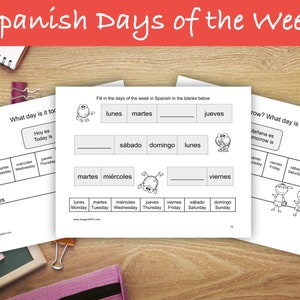 Spanish Days, Weeks, Months, and Numbers Worksheets | Downloadable ...