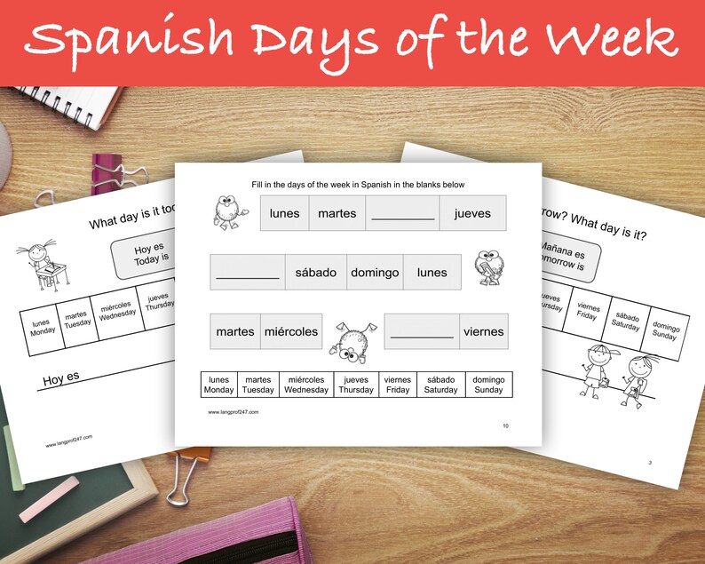 Spanish Days, Weeks, Months, and Numbers Worksheets | Downloadable ...