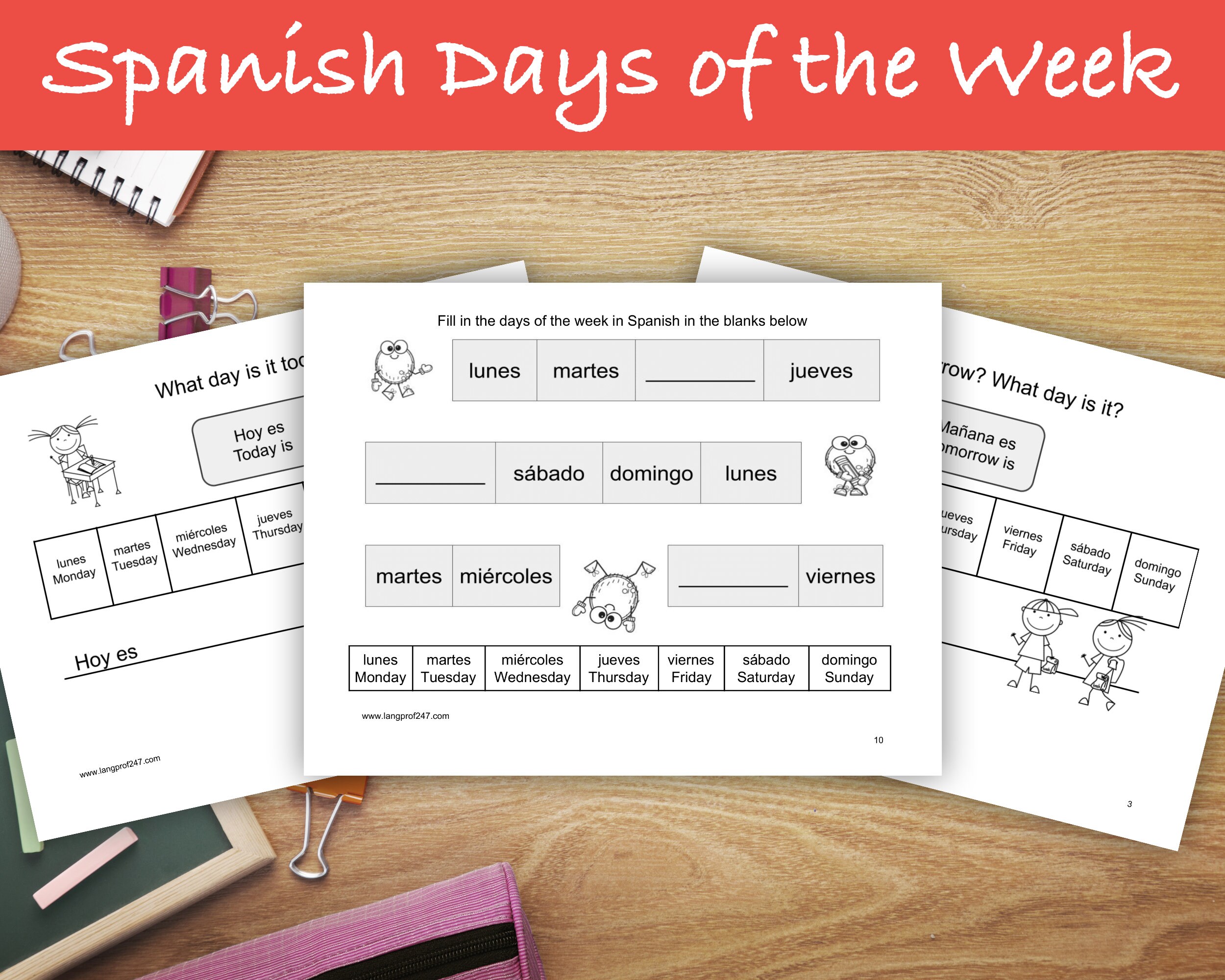 Spanish Days, Weeks, Months, and Numbers Worksheets | Downloadable ...