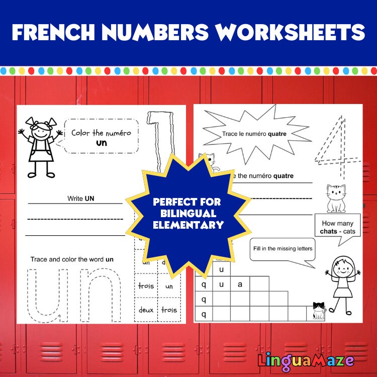 French Numbers 1-10 Worksheet - Etsy