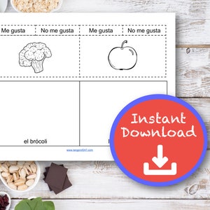 Spanish "me Gusta" With Foods Worksheets | Spanish Worksheets for Kids ...