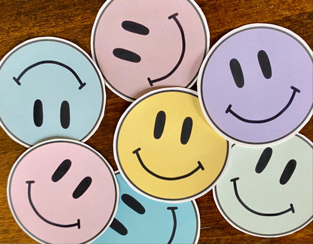 Smiley Face Sticker // Pastel // Happy // Fun // Circle Sticker ...