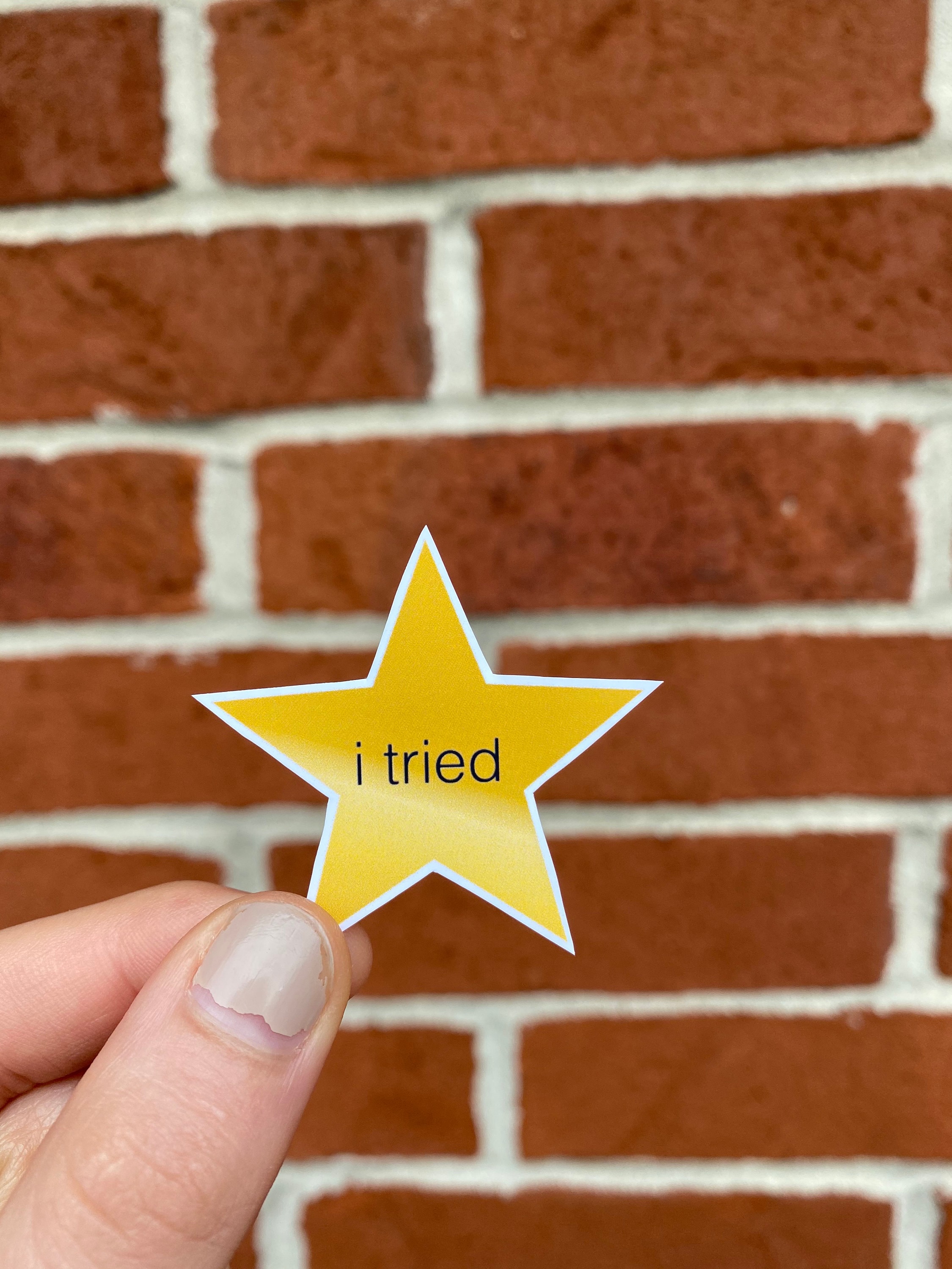 I Tried Star Sticker Meme Sticker Gold Funny Sticker Etsy