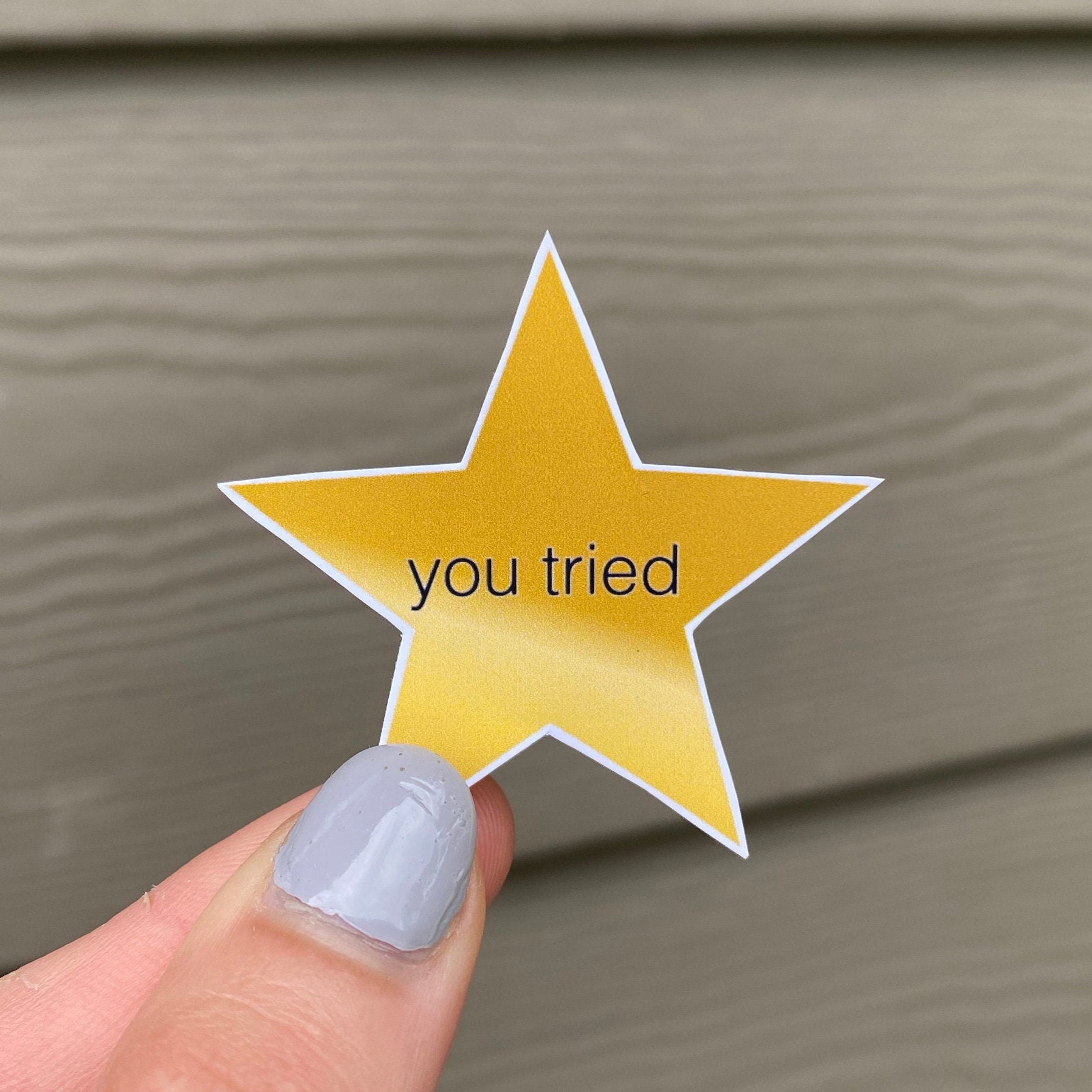I Tried Star Sticker You Triedmeme Sticker Gold Etsy