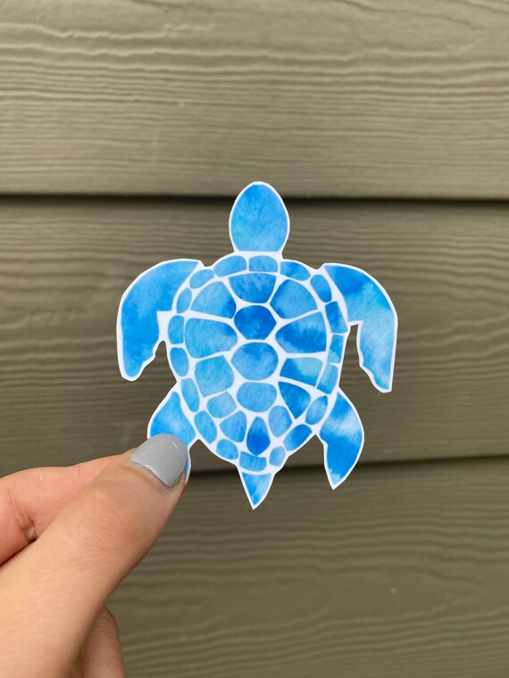 Blue Watercolor Turtle Weatherproof Matte Sticker Watercolor Sticker ...