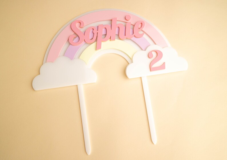 Interchangeable Reusable Rainbow Cake Topper Personalizable - Etsy