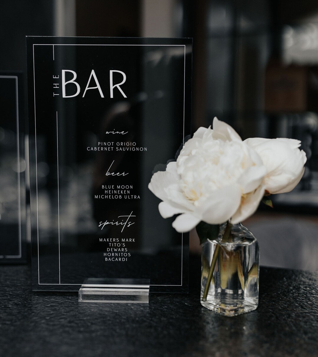 Modern Gray Smoke Transparent Acrylic Bar Sign With Clear Base - Etsy