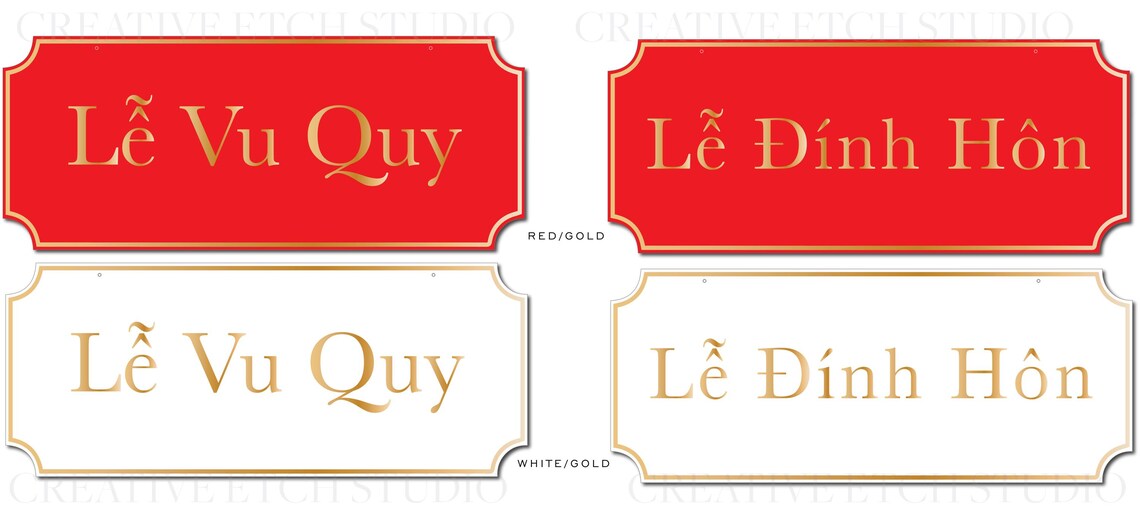 Vietnamese Wedding Sign, Le Dinh Hon, Le Vu Quy, Tea Ceremony Decor - Etsy