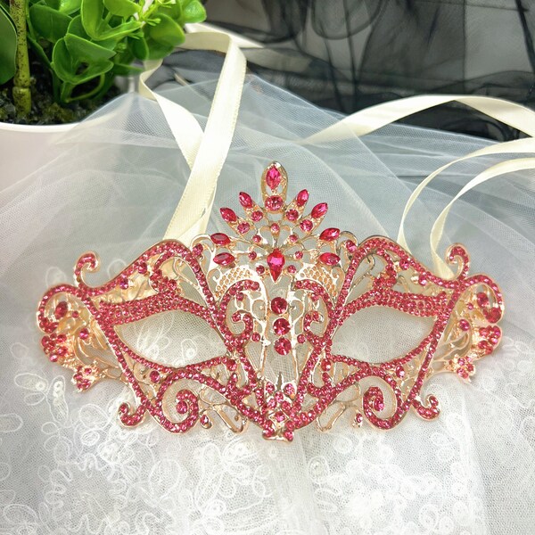 Pink Masquerade Mask - Etsy