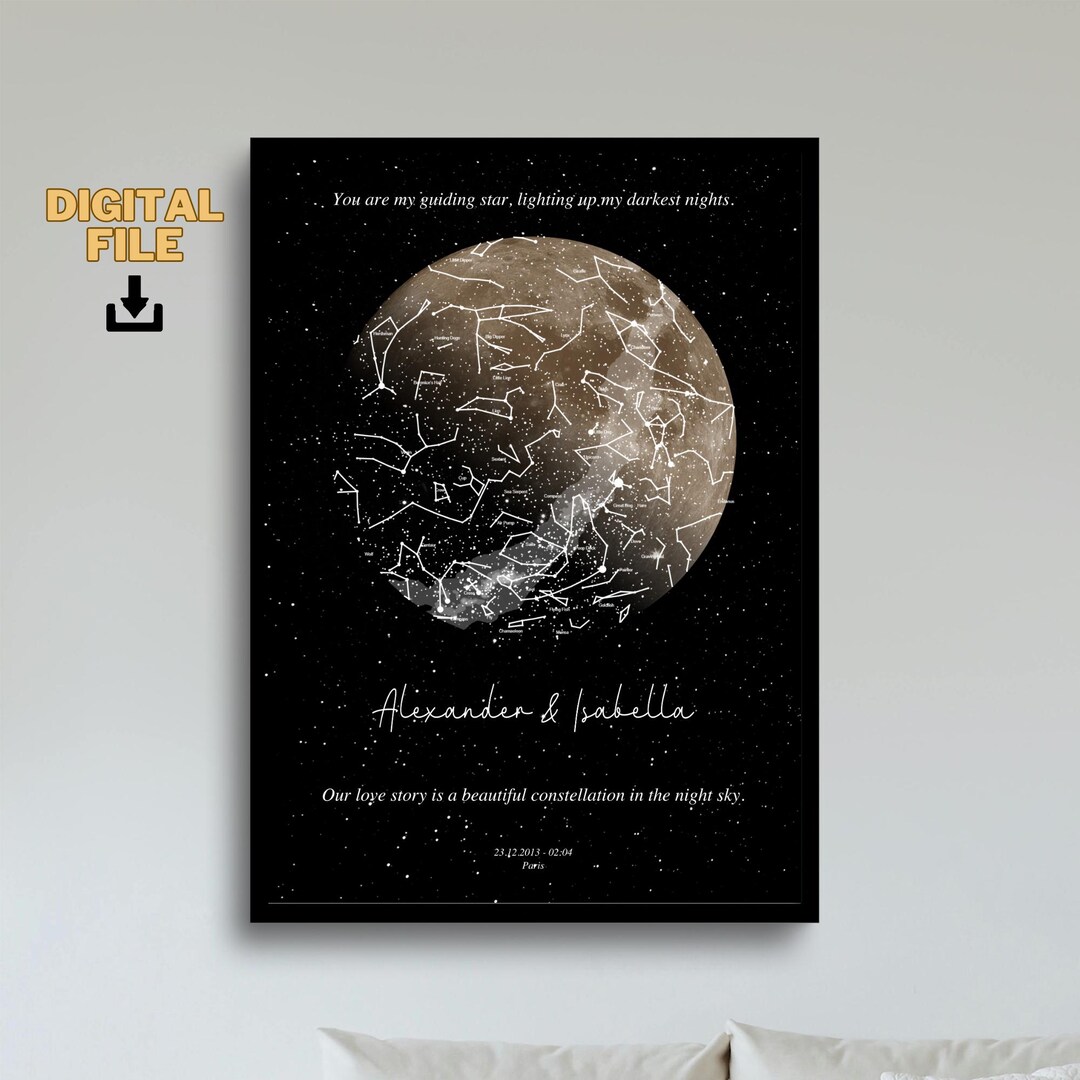 DIGITAL | Anniversary Constellation Gift, Personalized Night Sky Print ...