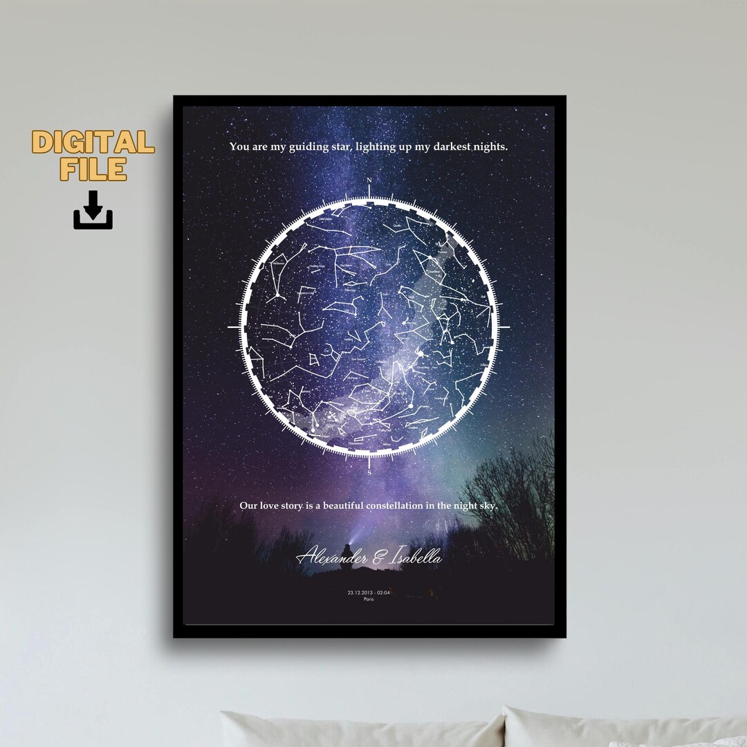 DIGITAL | Personalized Star Chart Poster, Personalized Night Sky Print ...