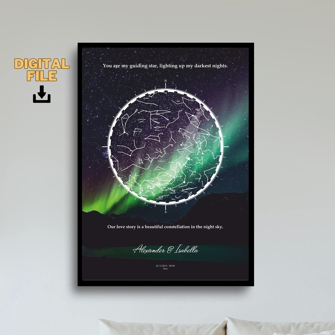DIGITAL | Night Sky Constellation Map, Unique Gift, Personalized Night ...