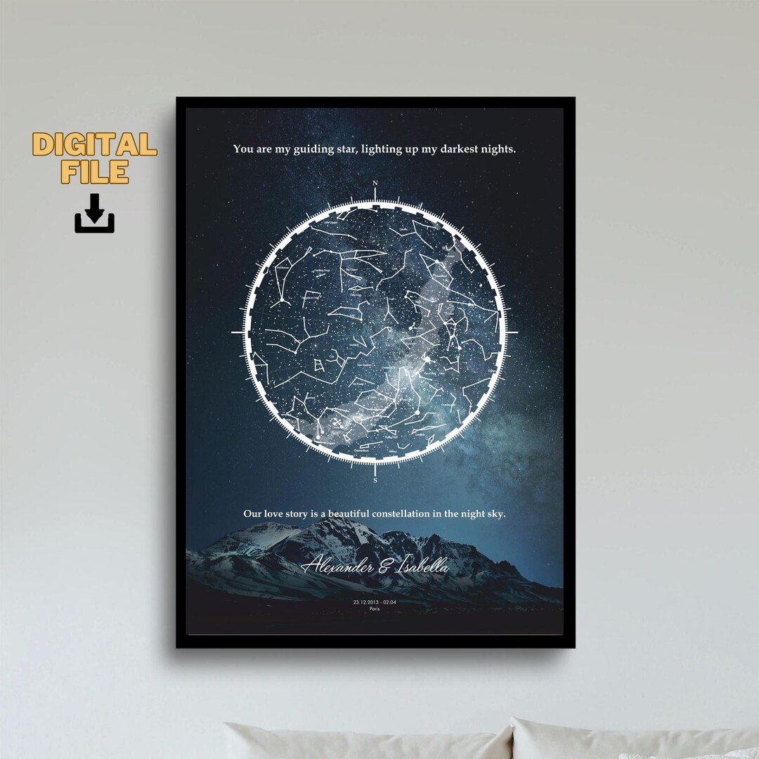 DIGITAL | Unique Night Sky Custom Print Gift, Personalized Night Sky ...
