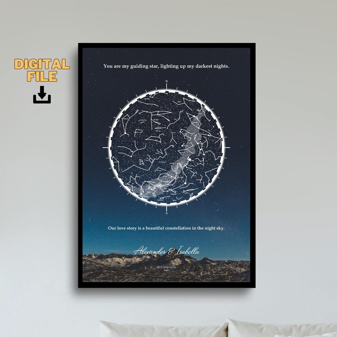 DIGITAL | Night Sky Print, Star Map Poster, Personalized Night Sky ...
