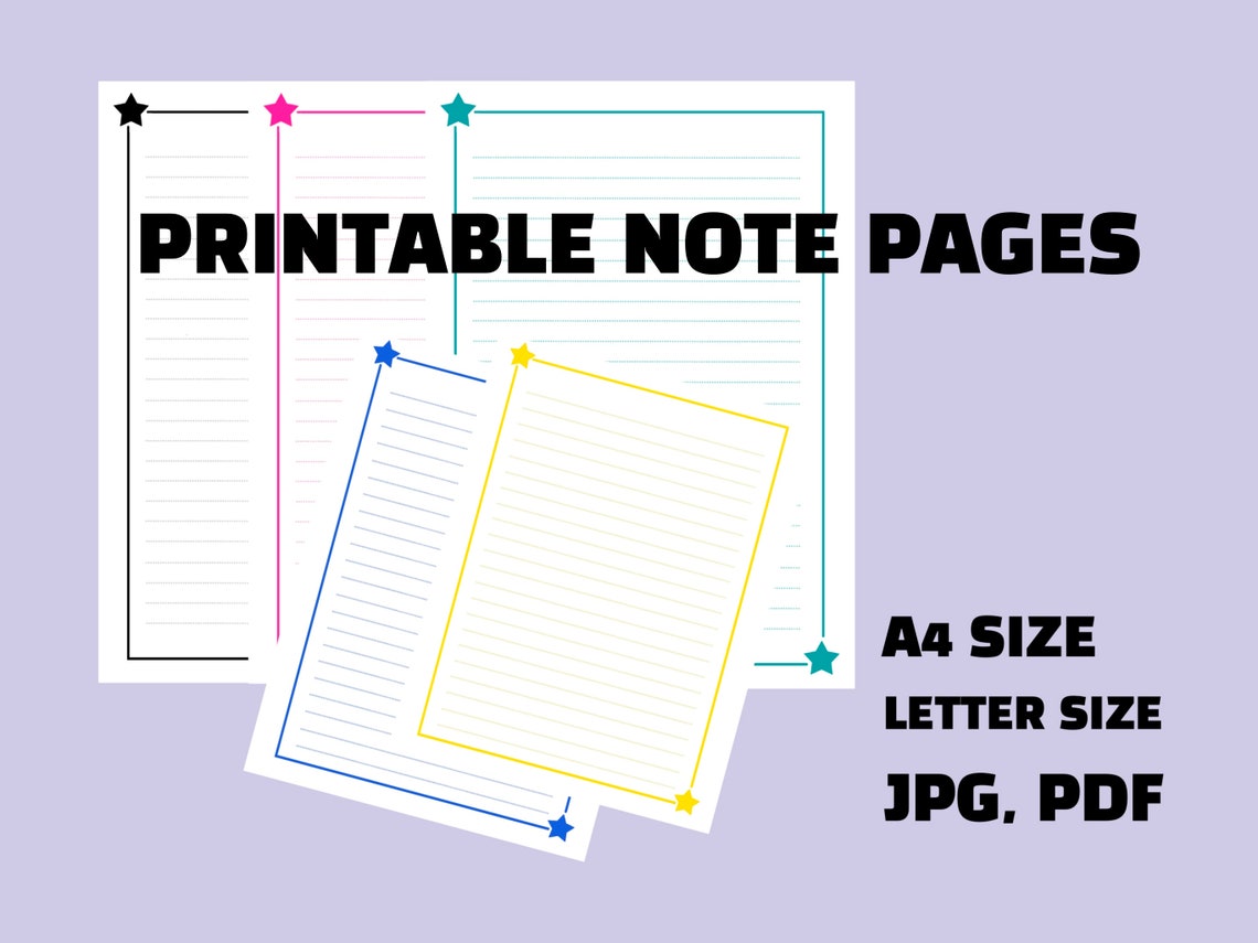 Lined Note, Paper Instant Download, Notes Page, Writing Paper ...