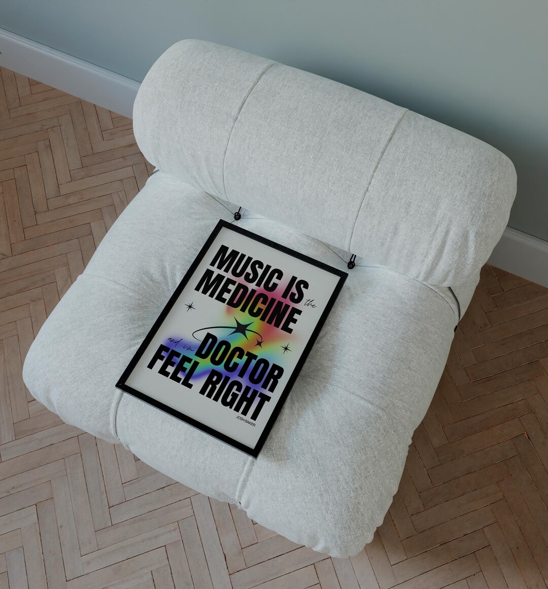 Josh Baker Inspired Poster – Music is the Medicine Rave Wall Art Home ...