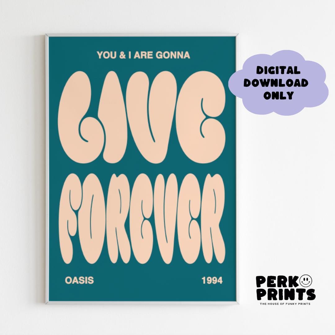 Oasis Live Forever Poster-iconic 90s Britpop Art for Your Wall, Limited ...