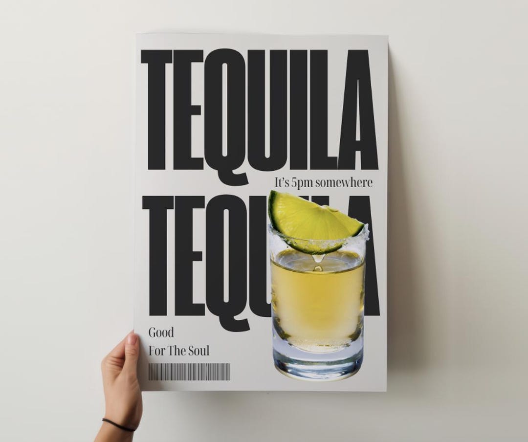 Tequila Poster| Bold, Boozy Wall Art for Kitchens & Bar Carts | Premium ...