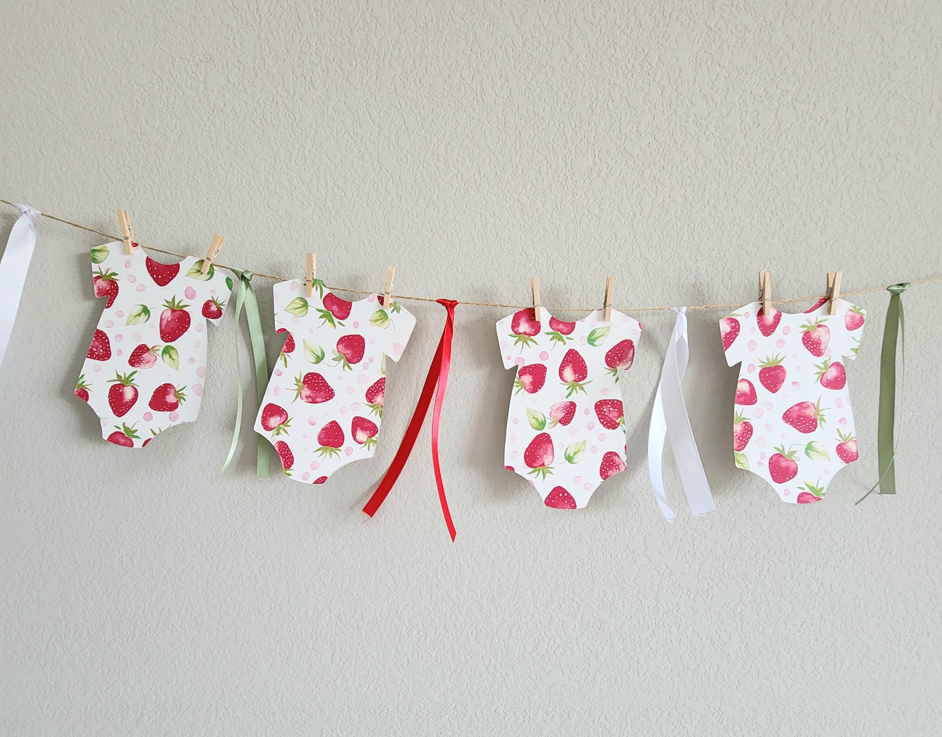 Strawberry Banner,baby Onesie Banner,strawberry Baby Shower Banner ...