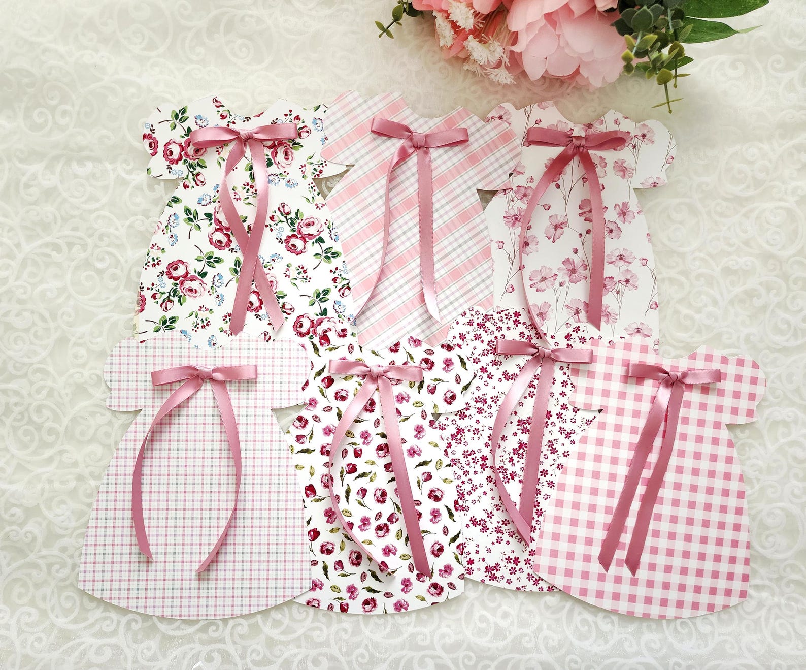 Pink Baby Dress Banner,pink Gingham Baby Banner,floral and Gingham Baby ...