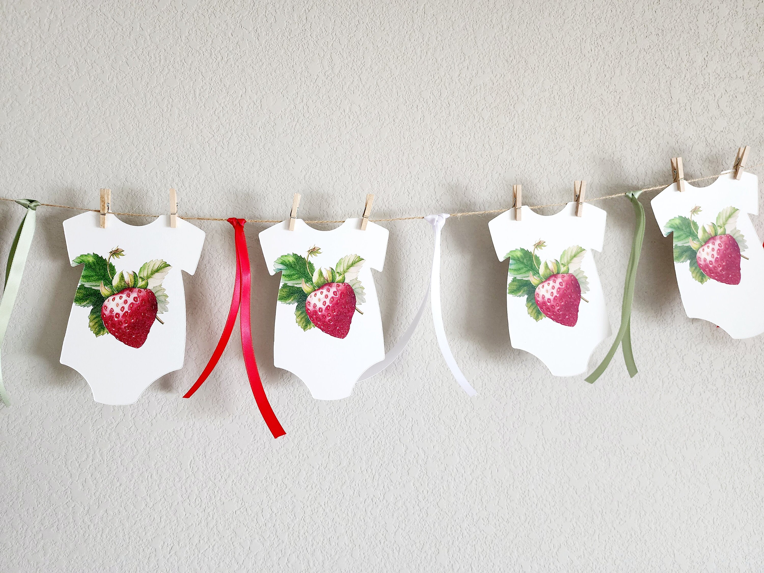 Strawberry Banner,baby Onesie Banner,strawberry Baby Shower Banner ...