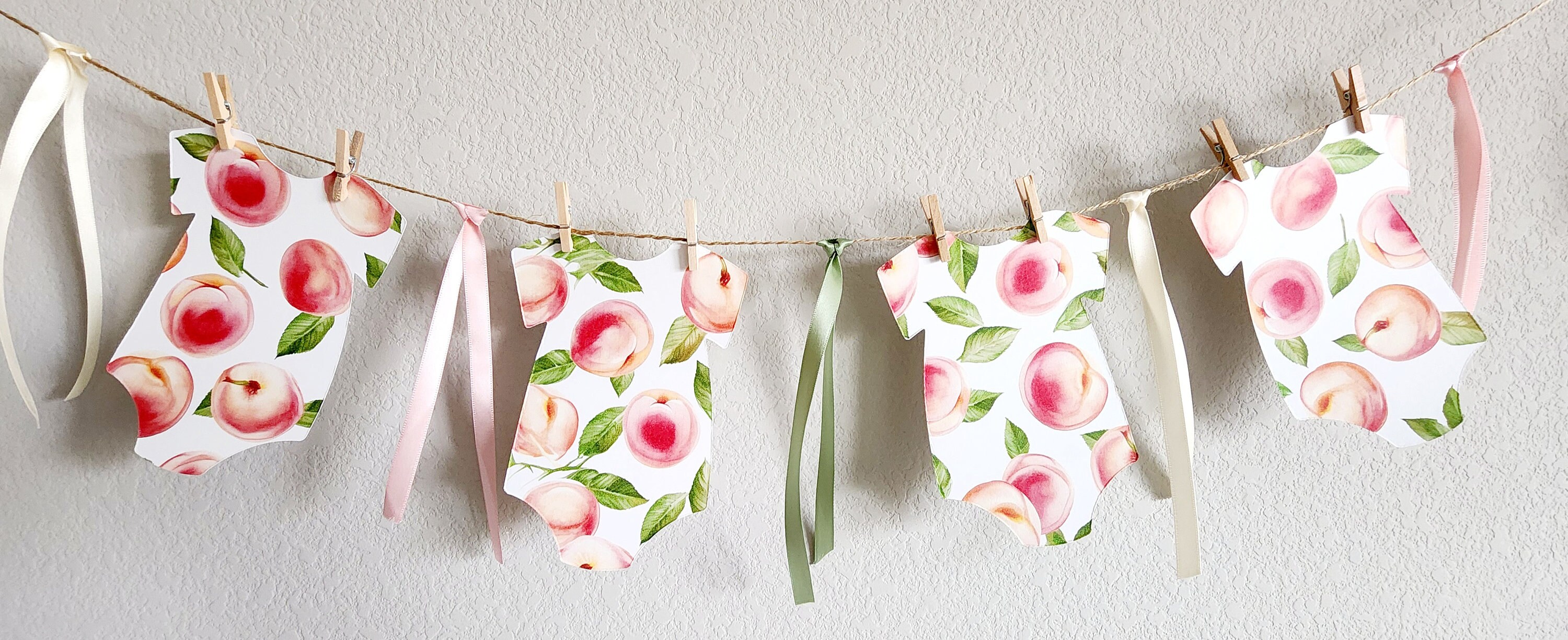 Peach Baby Shower Banner,peach Baby Shower Decorations,peach Onesie ...