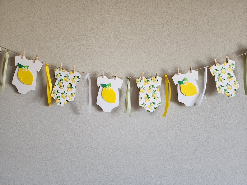 Lemon Baby Shower Decor,lemon Baby Shower Banner,onesie Banner,baby ...