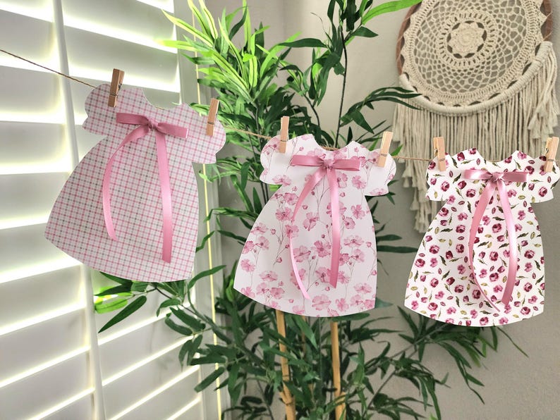 Pink Baby Dress Banner,pink Gingham Baby Banner,floral and Gingham Baby ...