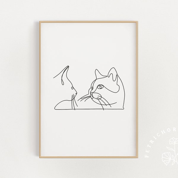 Cat Line Drawing - Etsy