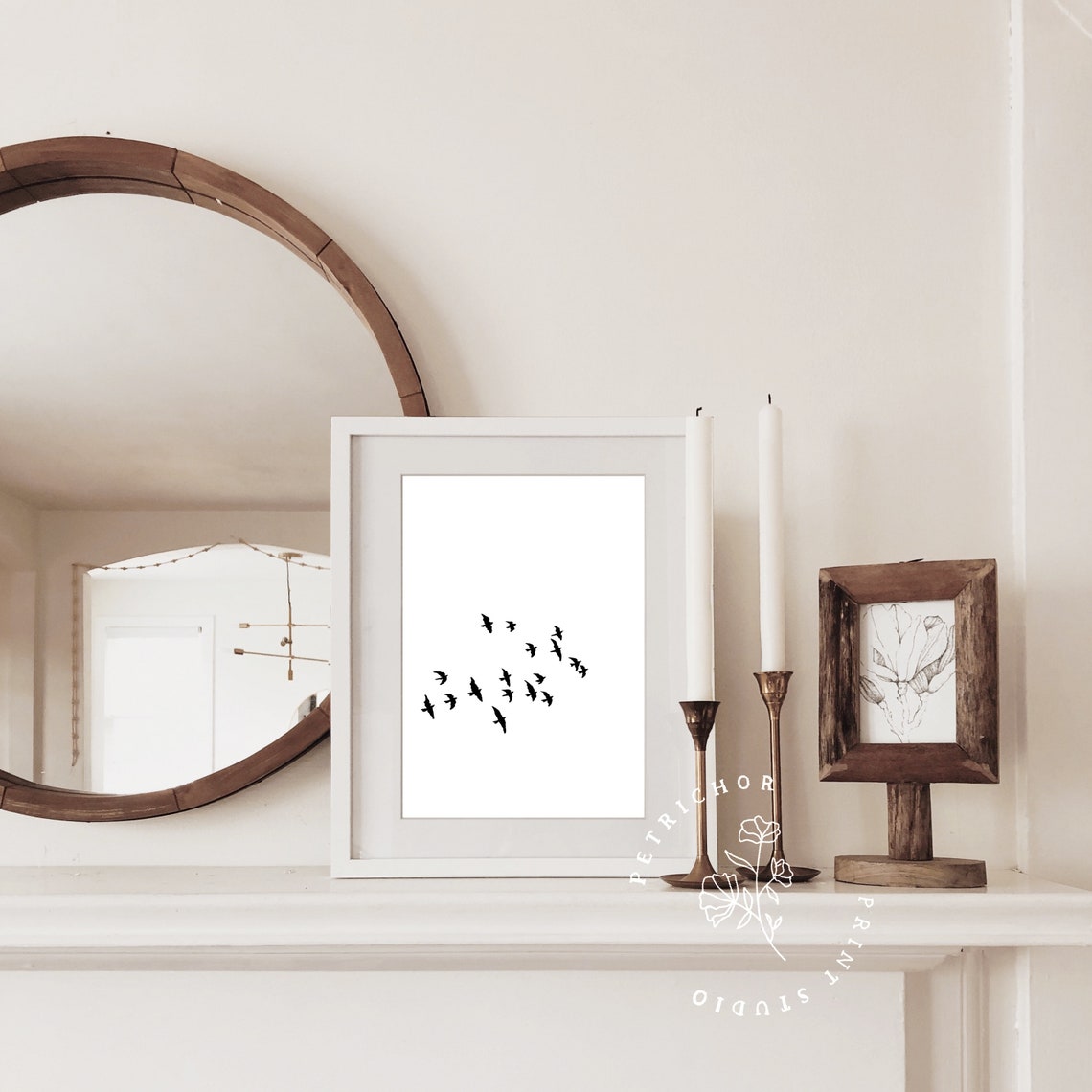 Flying Bird Print Minimalist Bird Print Flock of Birds Print - Etsy