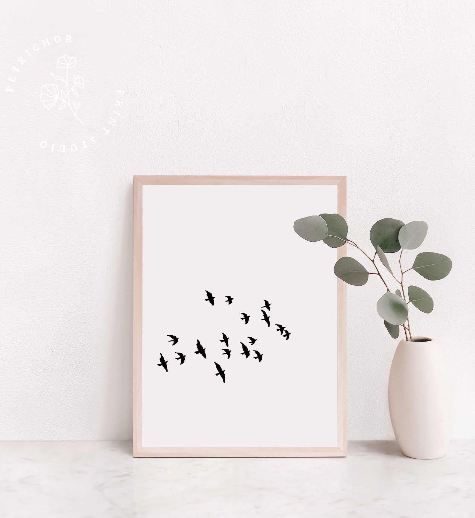 Flying Bird Print, Minimalist Bird Print, Flock of Birds Print Wall ...