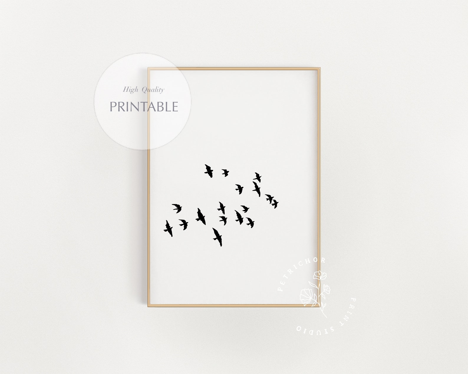 Flying Bird Print Minimalist Bird Print Flock of Birds Print - Etsy