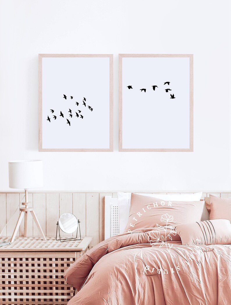 Flying Bird Print Minimalist Bird Print Flock of Birds Print - Etsy
