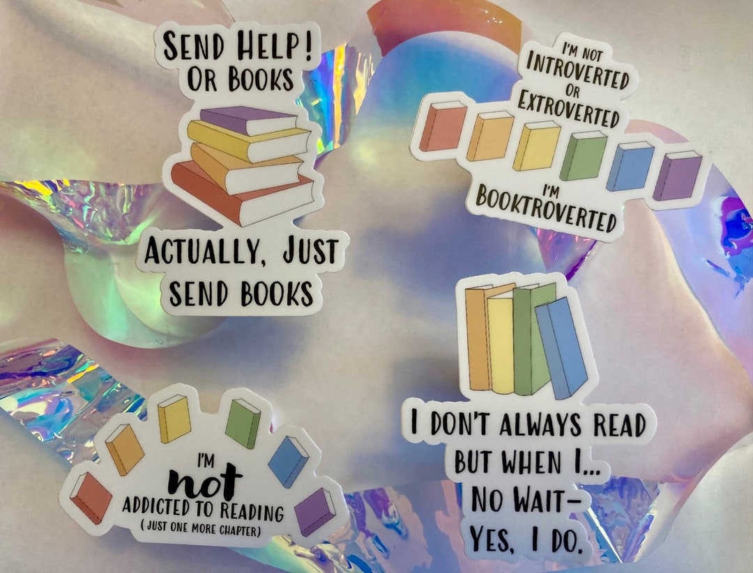 Bookish Stickers Rainbow Books Addicted to Reading Send Help or Books ...