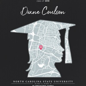 Graduation Map Print for Her, Graduation Gift for Him, University Map ...