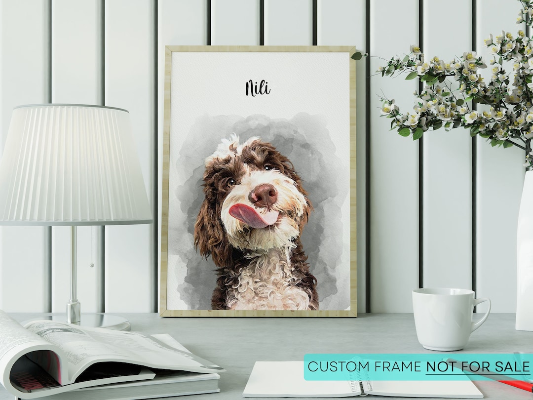 Pet Portrait, Personalized Digital Print, Dog Portrait Wall Art, Dog ...