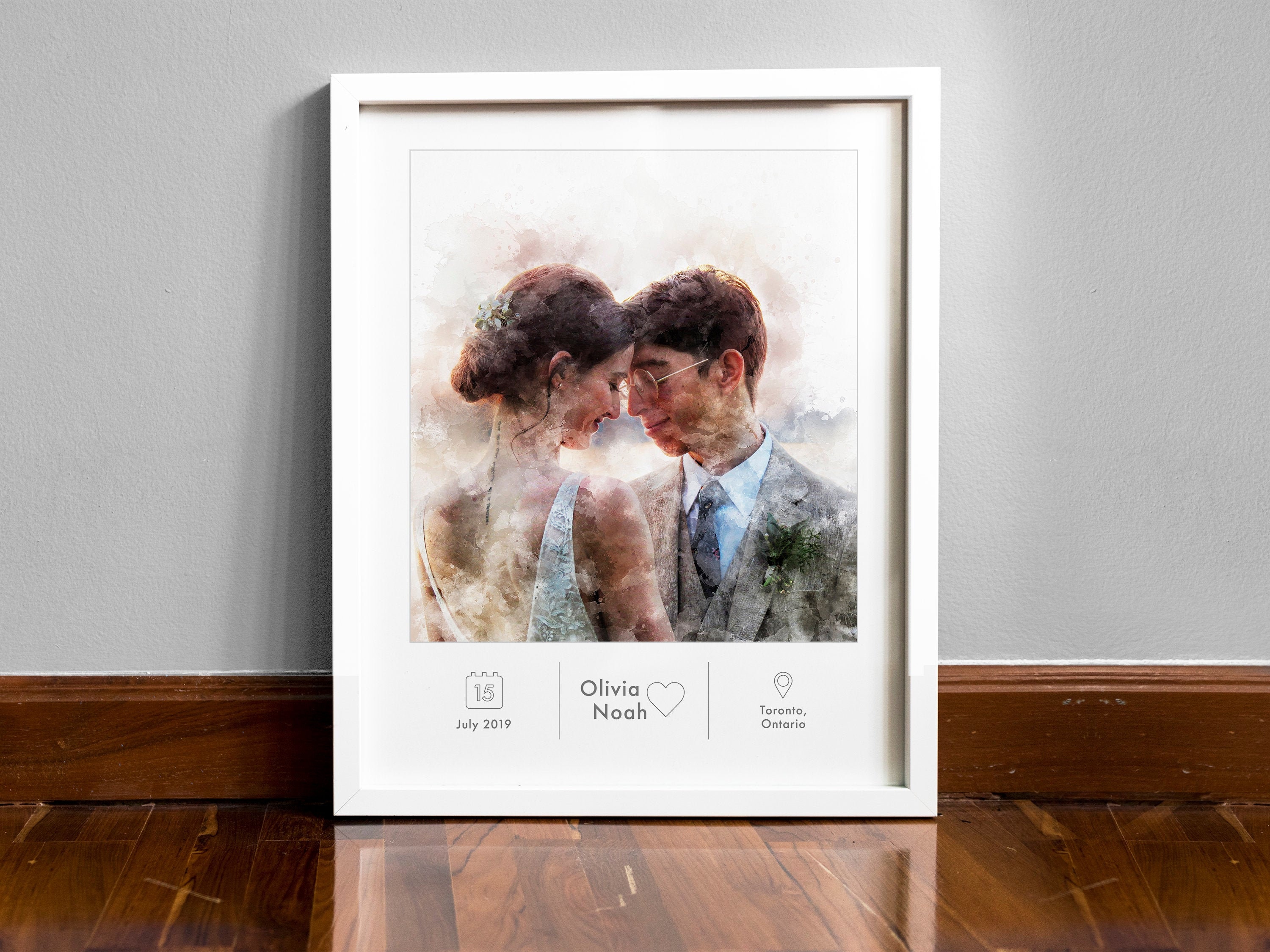 Custom Couple Portrait Watercolor Personalized Gift for Her Anniversary ...