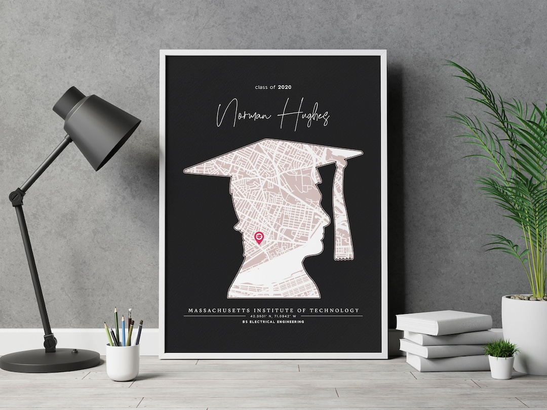 Graduation Map Print for Her, Graduation Gift for Him, University Map ...