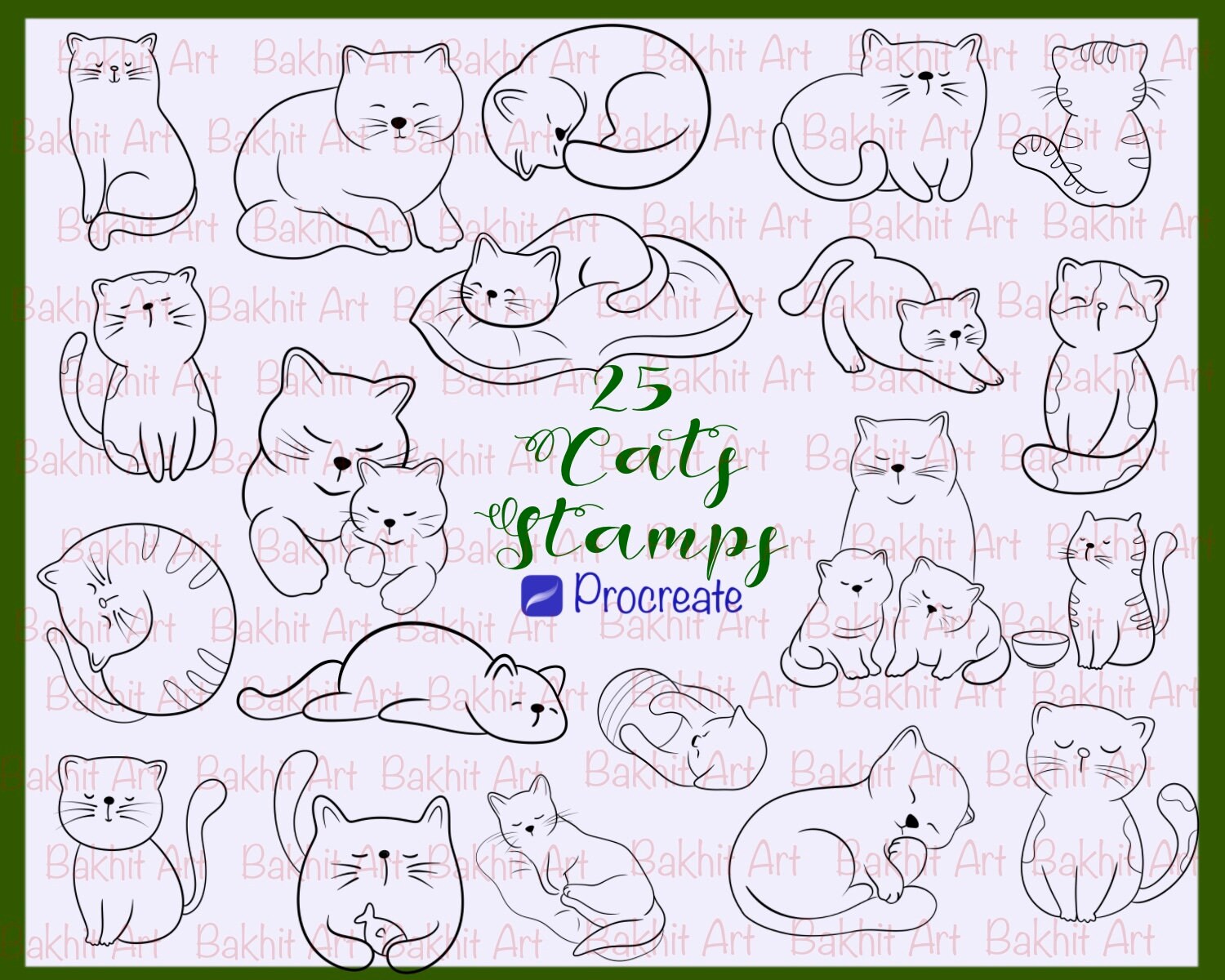 Cat Doodle Procreate Stamps Cat Stamps Procreate Brushset Stamp Bundle ...