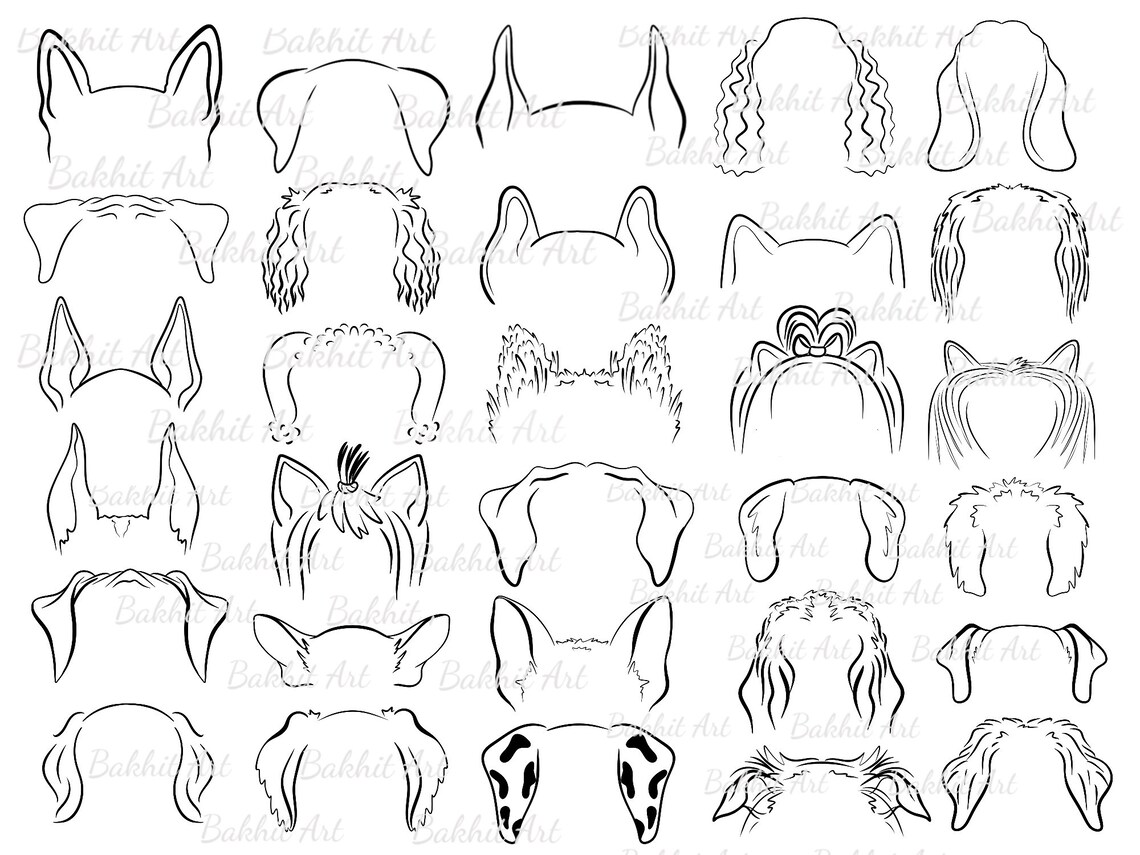 Dog Ears Doodle Procreate Stamps Dog Ear Outline Stamps Procreate ...