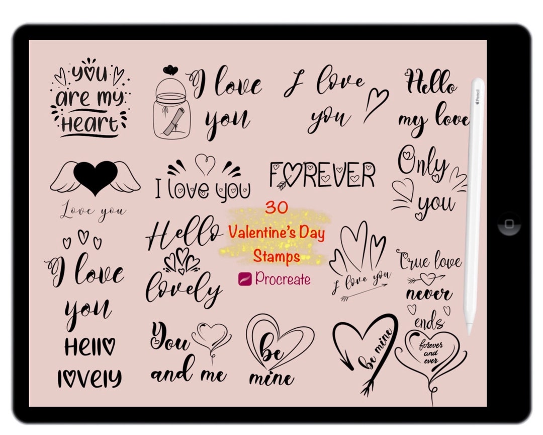 I Love You Procreate Stamps Hearts Stamps Procreate Brushset Stamp ...