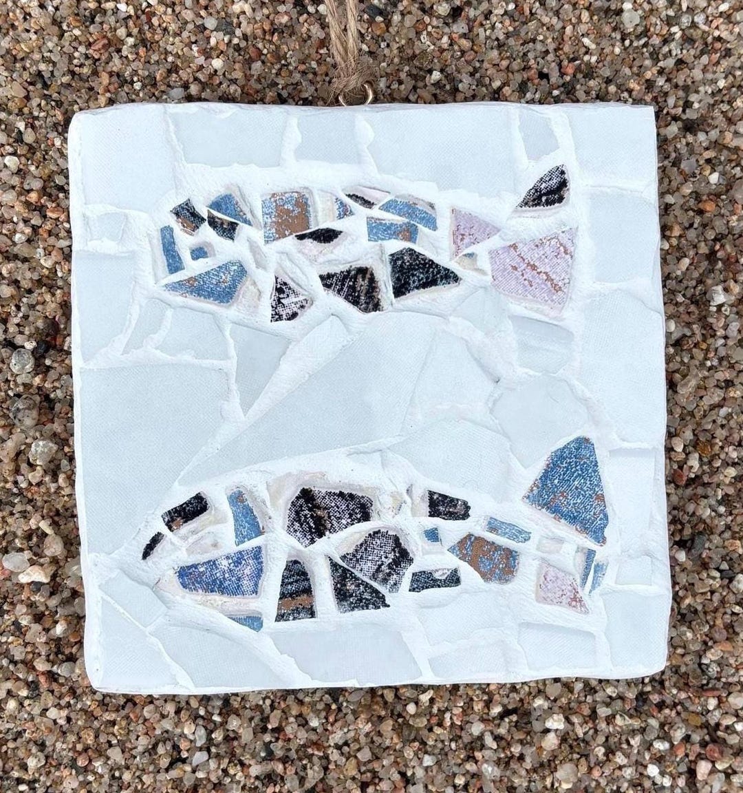 White Mosaic Fish Wall Art – Gaudi Style Trencadís From Recycled ...
