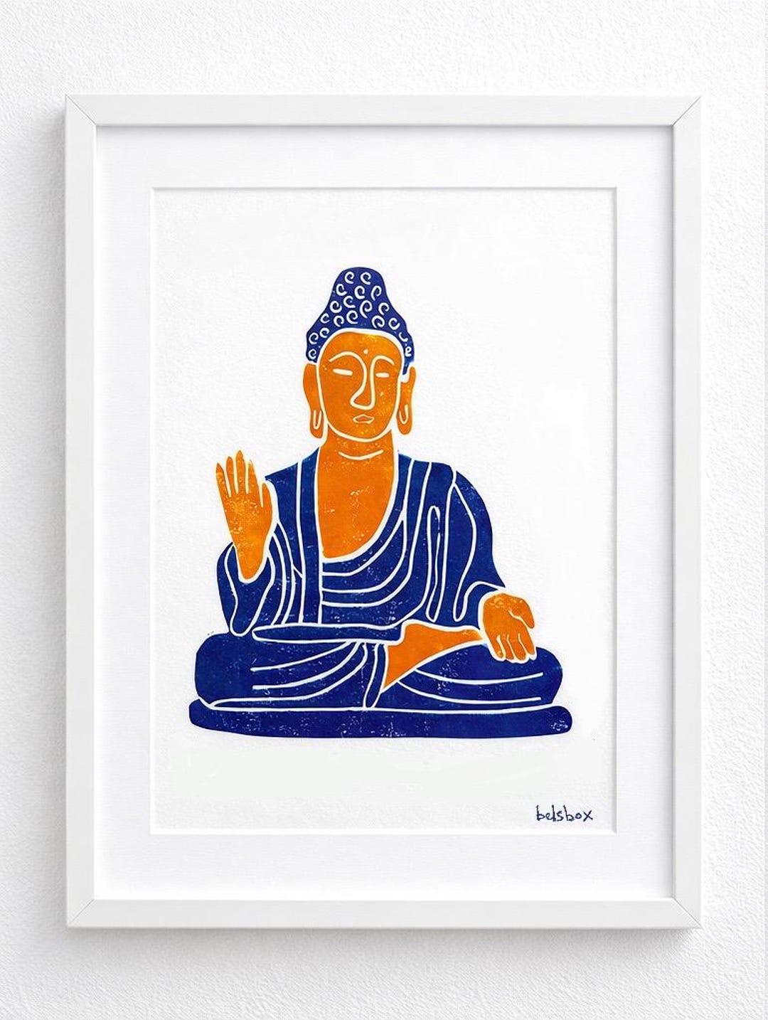 Personalized Handmade Buddha Linocut Wall Art - Etsy