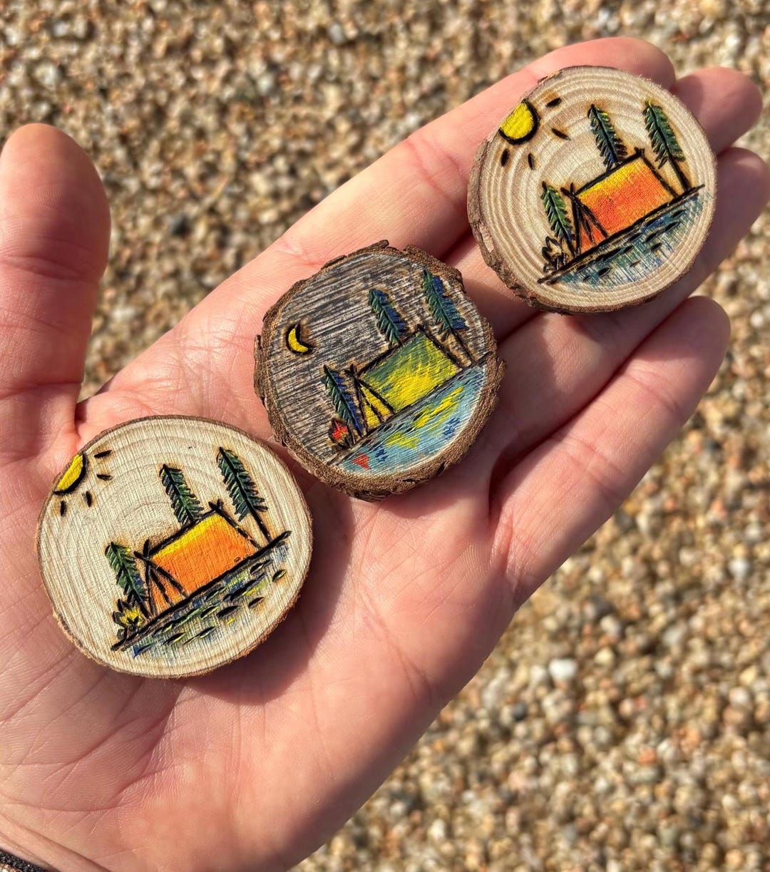 Wooden Travel Magnet – Outdoor Lover Gift – Burnt Wood Souvenir for ...