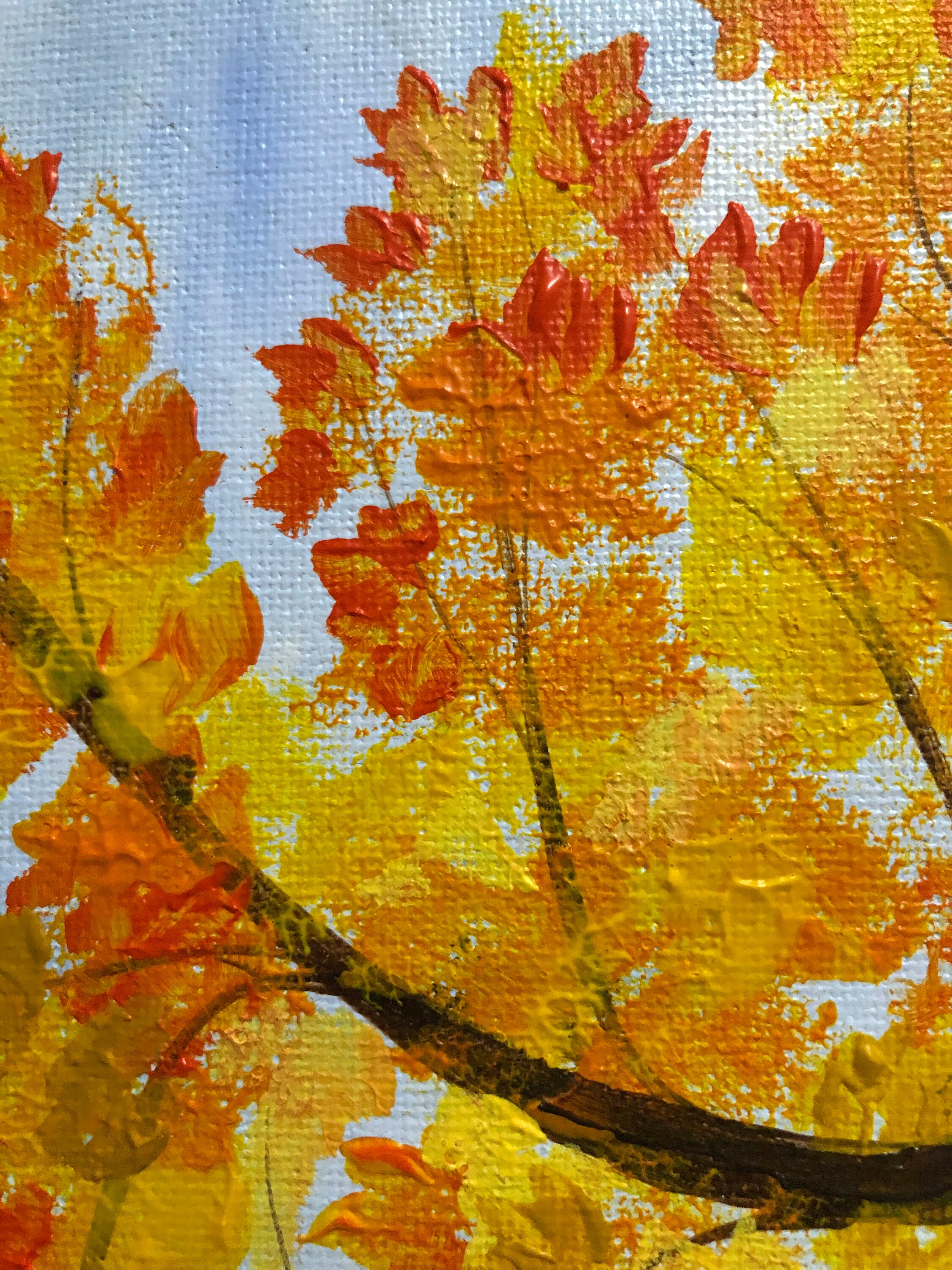 Yellow Fall Foliage Original Acrylic Painting-11*14 Inches Stretched ...