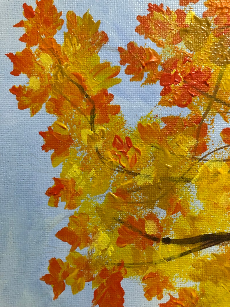 Yellow Fall Foliage Original Acrylic Painting-11*14 Inches Stretched ...