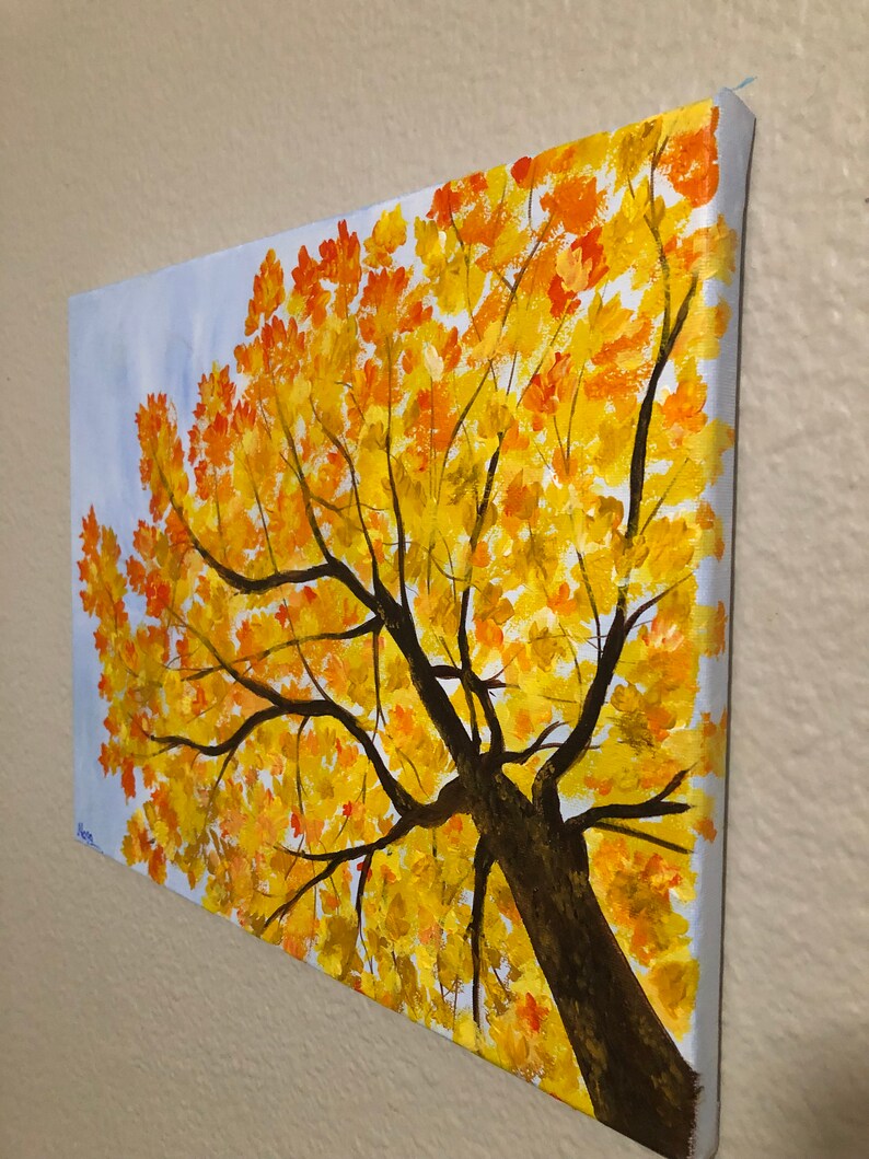 Yellow Fall Foliage Original Acrylic Painting-11*14 Inches Stretched ...