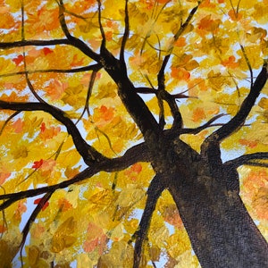 Yellow Fall Foliage Original Acrylic Painting-11*14 Inches Stretched ...